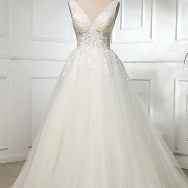 Lace A Line Wedding Gown,Lace Wedding Dresses,Bridal Gowns,Bridal ...