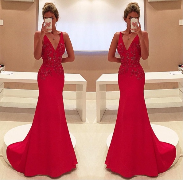 Red Prom Dresses,charming Evening Dress,prom Gowns,lace Prom Dresses ...