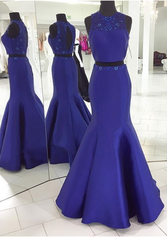 Pieces Prom Dress With Keyhole Back,charming Prom Dress, Sexy Prom ...